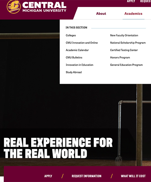 New dropdown navigation will improve how users experience cmich.edu